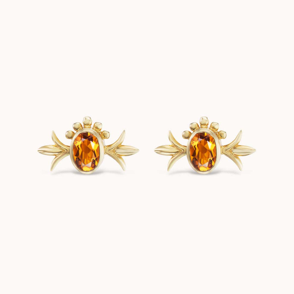 Squash Blossom Oval Studs Citrine | Marlo Laz