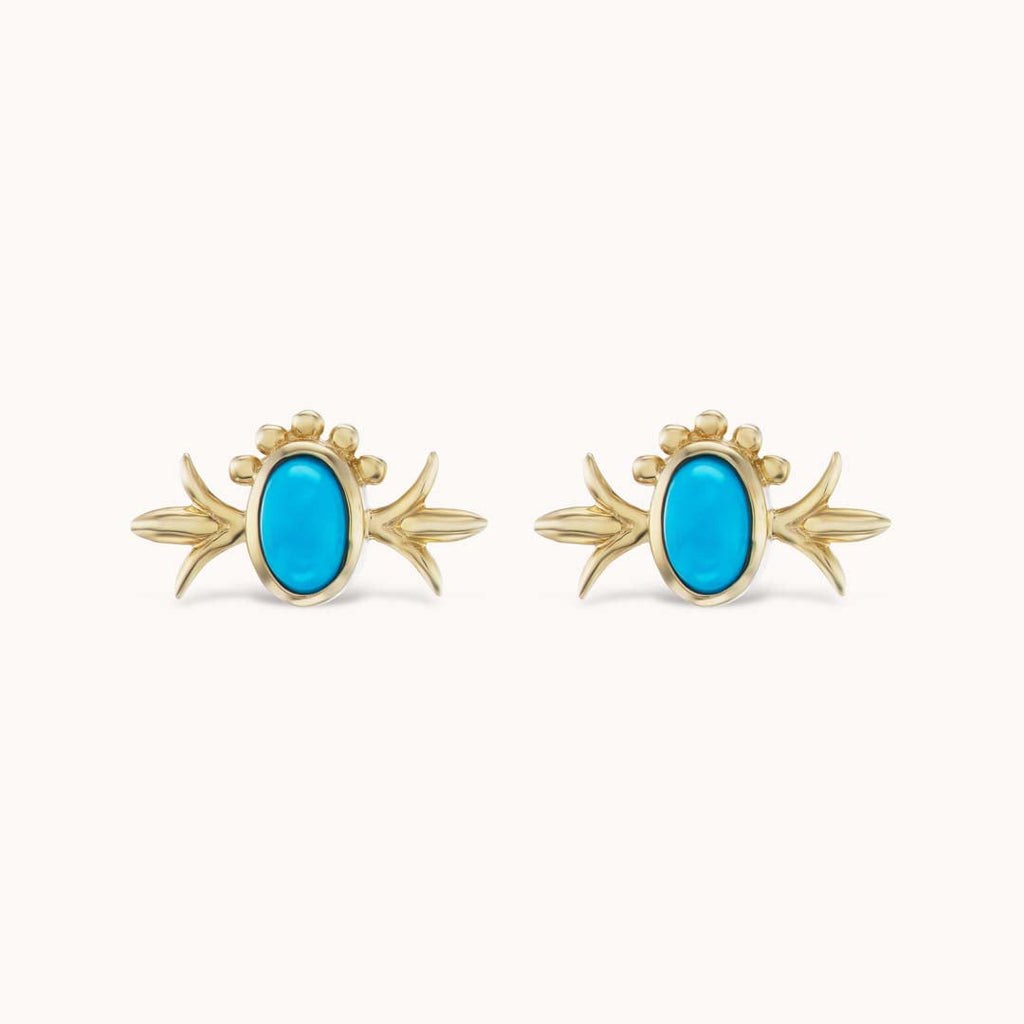 Squash Blossom Oval Studs Turquoise | Marlo Laz